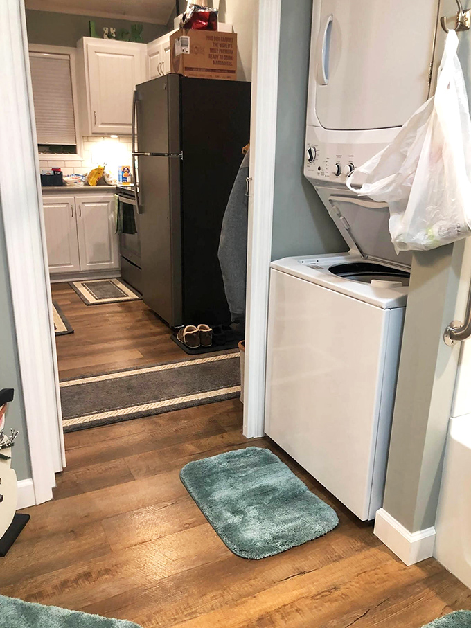 Practical meets magical in this laundry area – because even enchanted forest getaways sometimes require clean socks and fresh towels.