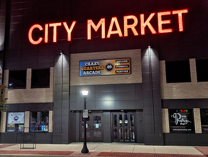 The neon ARCADE sign glows like a portal to another dimension, promising electric adventures to anyone brave enough to step through the door.