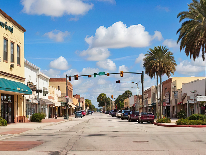 Downtown Sebring: Sun-drenched streets where palm trees stand guard over shops that invite leisurely browsing and spontaneous conversations with locals.