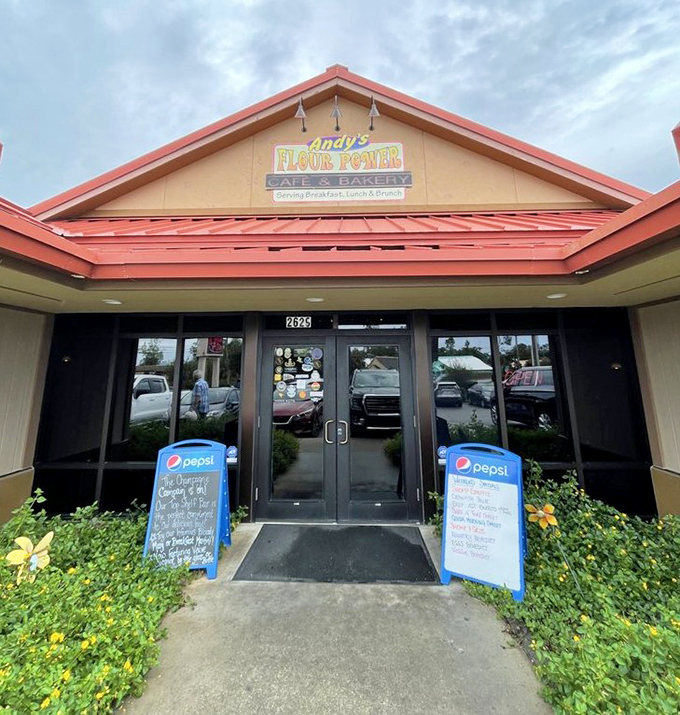 The entrance to paradise&mdash;palm-flanked doors lead to a world where flour transforms into edible magic every morning.