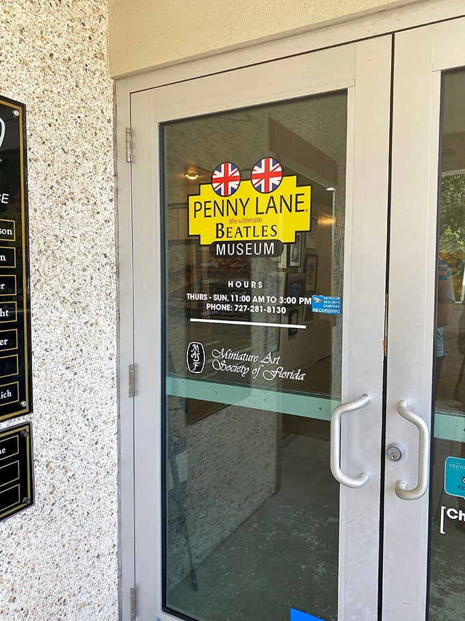 The museum's entrance promises Beatles magic beyond these doors &ndash; open Thursday through Sunday for your magical mystery tour.