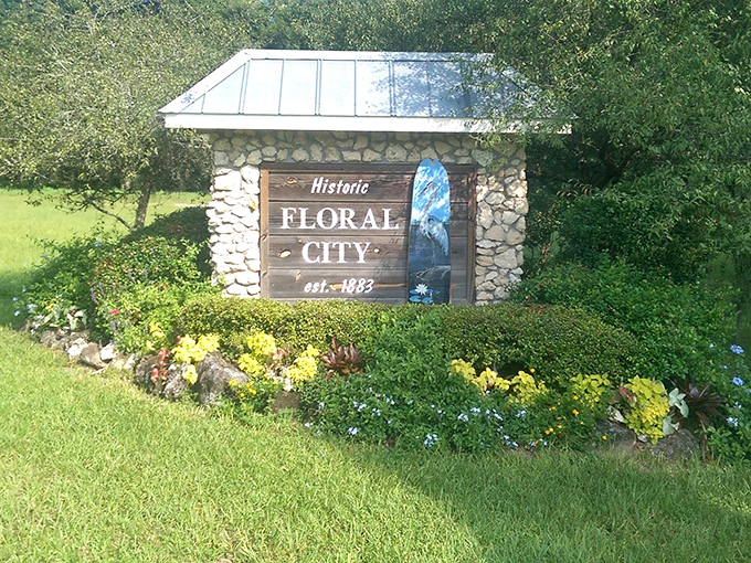 "Historic Floral City, est. 1883"&mdash;the sign may state the facts, but the trees tell the emotional truth of this special place.