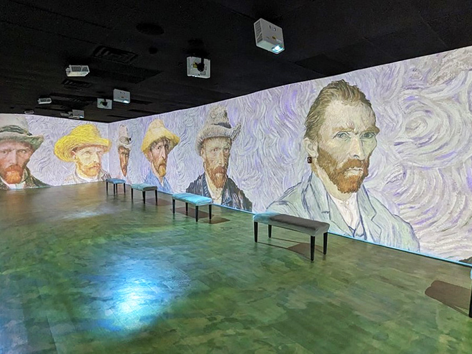 Look at all those Van Goghs! It's like standing in a hall of mirrors, only with famous, deeply expressive self-portraits.
