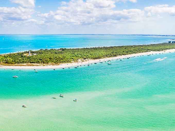 From above, Egmont Key reveals its perfect teardrop shape, a gem of green and white floating in a sea of impossible blues.