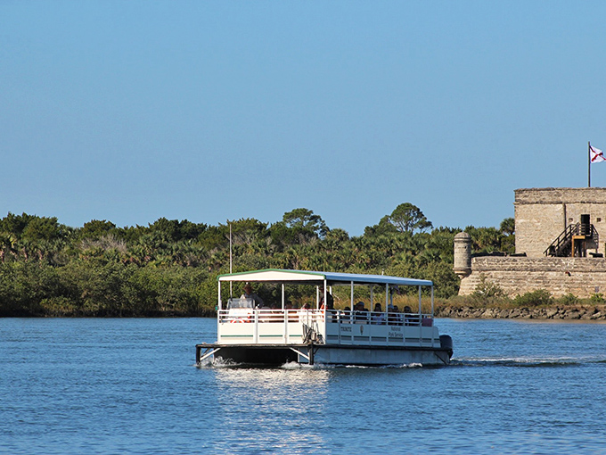 The National Park Service ferry is your time machine to colonial Florida, crossing waters once patrolled by Spanish galleons.