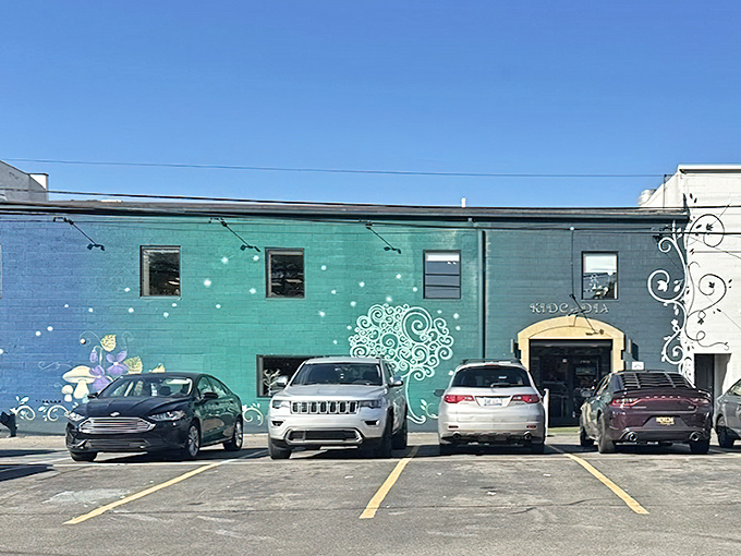 Convenient parking right outside the distinctive turquoise building makes arrival stress-free, even with excited kids bouncing in their seats.