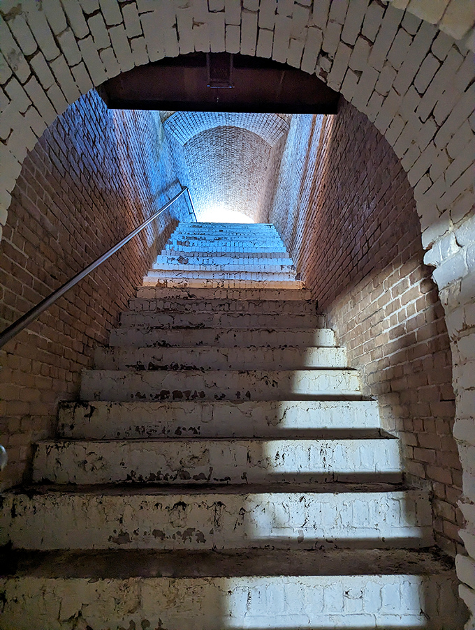 These stairs have felt the urgent footsteps of soldiers rushing to defensive positions &ndash; now they carry curious visitors into history's embrace.