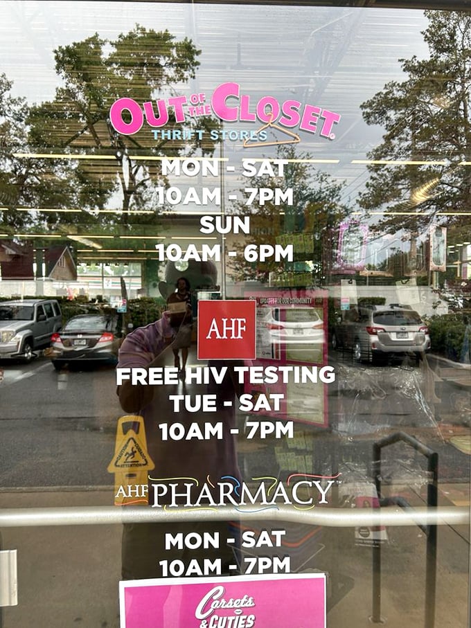 Store hours posted clearly &ndash; because knowing when to hunt is half the thrifting battle.