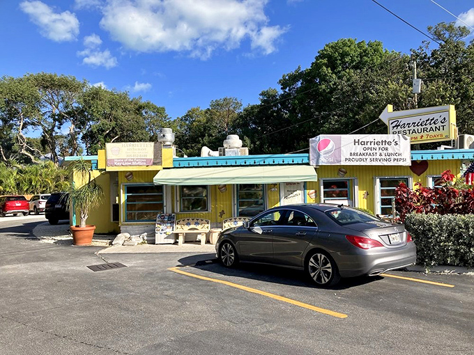 Harriette's sign might be the most beautiful sight on the Overseas Highway when your stomach is growling for authentic Keys cuisine.