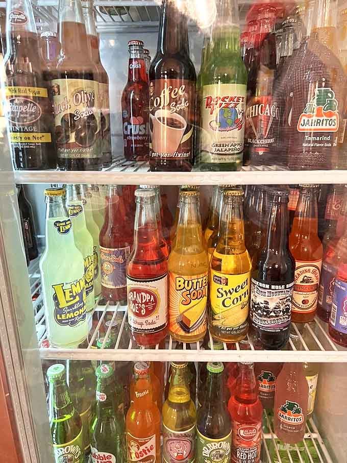 Vintage-style sodas line the cooler like liquid candy &ndash; butter scotch, sweet corn, and other flavors that turn simple refreshment into an adventure.