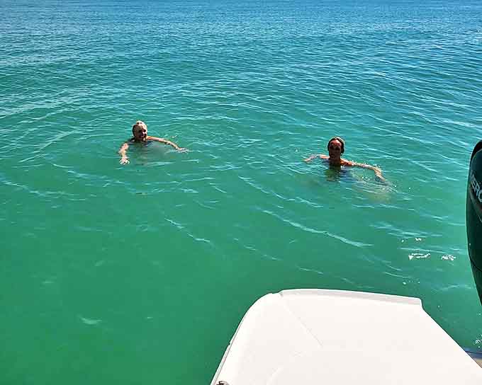 Aquatic Social Hour: Nothing says "perfect day" like floating in waters so clear you can count the freckles on your toes.