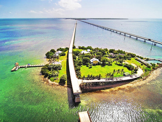 Aerial view of the Seven Mile Bridge – where the journey truly is as spectacular as the destination.