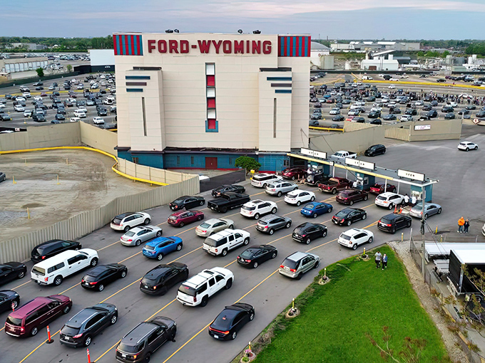 From above, the Ford-Wyoming looks like a small city of movie lovers, all gathered for the communal experience of watching stories unfold under open skies.