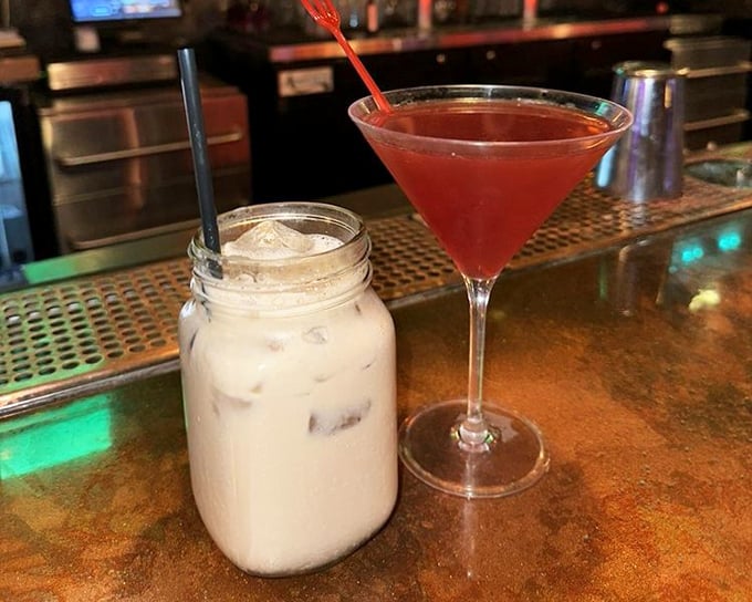 A sweet and spicy concoction served alongside a creamy companion – proving that Halloween flavors work year-round.