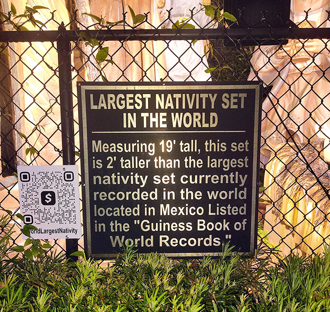 This informational plaque offers context for the awe-inspiring display, confirming what your eyes can hardly believe&mdash;these figures truly are record-breaking.