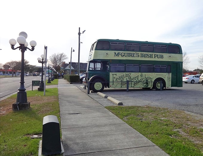 Parked for eternity but never lacking passengers, this bus has become the unofficial greeter for hungry travelers seeking Irish hospitality in the Sunshine State.