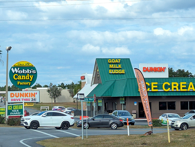 From the road, Webb's distinctive signage stands as a sweet landmark that's been guiding travelers to sugary happiness for generations.