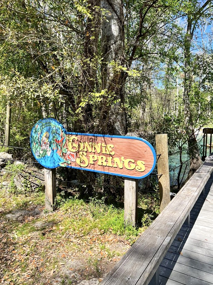 The weathered wooden sign marks the entrance to liquid paradise &ndash; like finding the doorway to Narnia, except with more swimsuits and sunscreen.