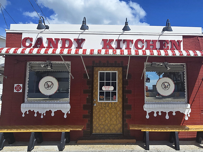 The vintage signage promises homemade delights, standing as a sweet landmark that's been guiding sugar-seekers for generations.