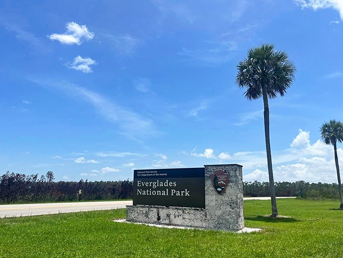 The entrance sign stands as a promise of adventure, marking the boundary between the everyday world and wild Florida.