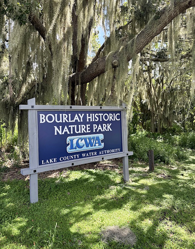 Draped in Spanish moss, the park entrance sign welcomes nature lovers to one of Central Florida's best-kept secrets.