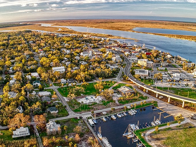 The historic town sits where river meets bay, creating a unique ecosystem that has supported generations of fishermen and families.