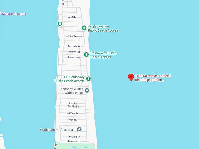 16. 1000 mermaids artificial reef project (palm beach county site) map