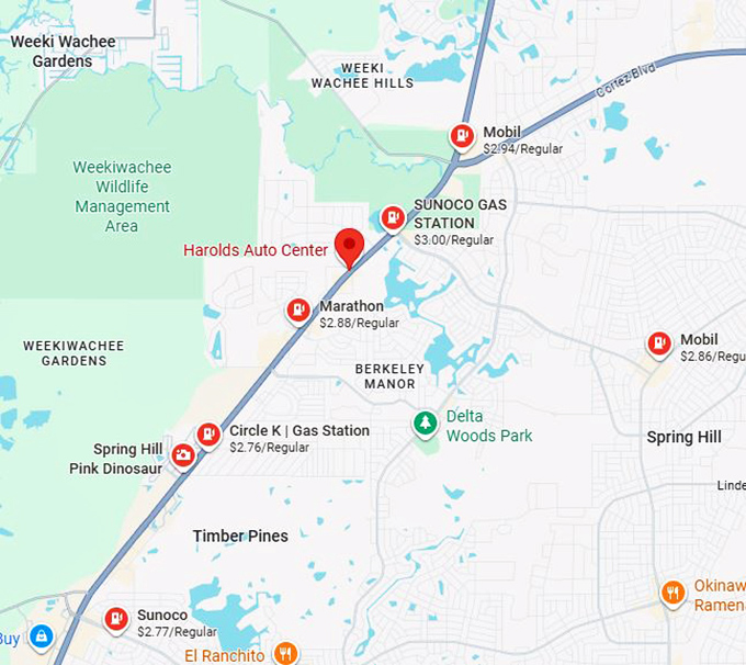 16. dinosaur gas station map