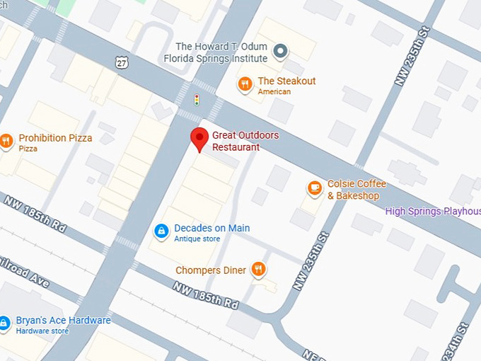 16. great outdoors restaurant map