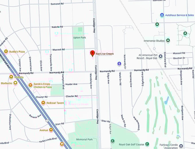 16. ray's ice cream (royal oak) map