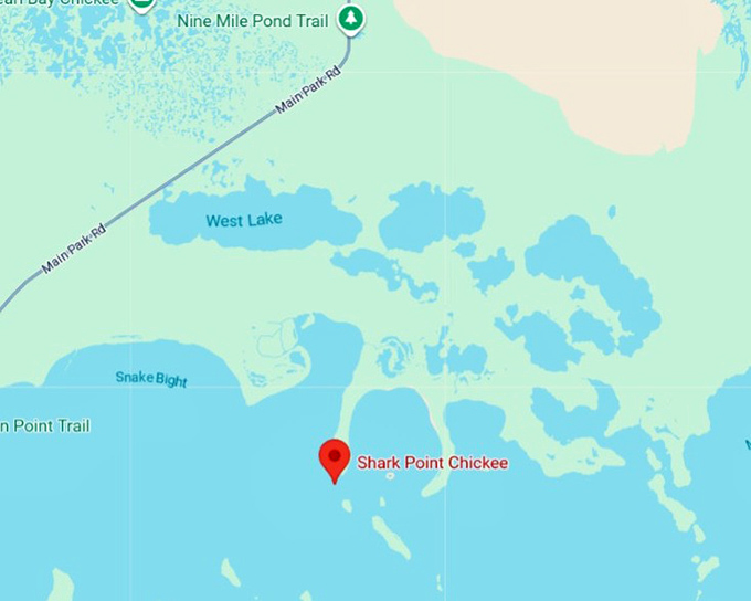 16. shark point chickee in the everglades map