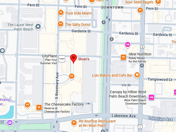 16. sloan's (cityplace, west palm beach) map