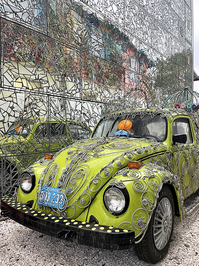 This lime-green Beetle got the Midas touch of mosaic madness – part transportation, part art installation, all conversation starter.