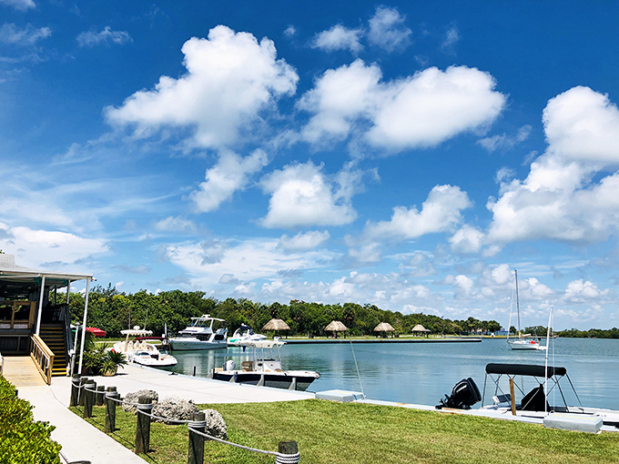 Bill Baggs Cape Florida State Park marina &ndash; where boats bob gently in crystal waters, making you question your life choices that don't involve sailing.