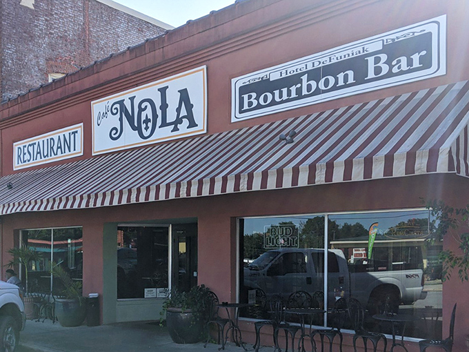 Caf&eacute; NOLA brings a taste of the Big Easy to small-town Florida, with a striped awning that promises Cajun delights within.