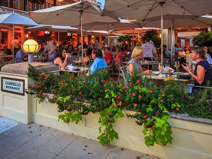At Campiello Ristorante, diners bask in the warm glow of evening lights, creating the perfect backdrop for pasta-fueled conversations.