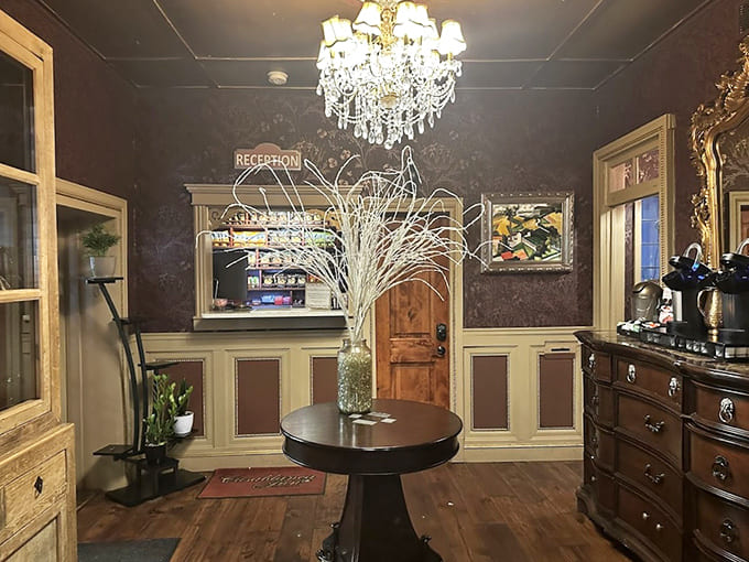 That chandelier has witnessed more check-ins than you've had hot dinners, and it's not telling any secrets.