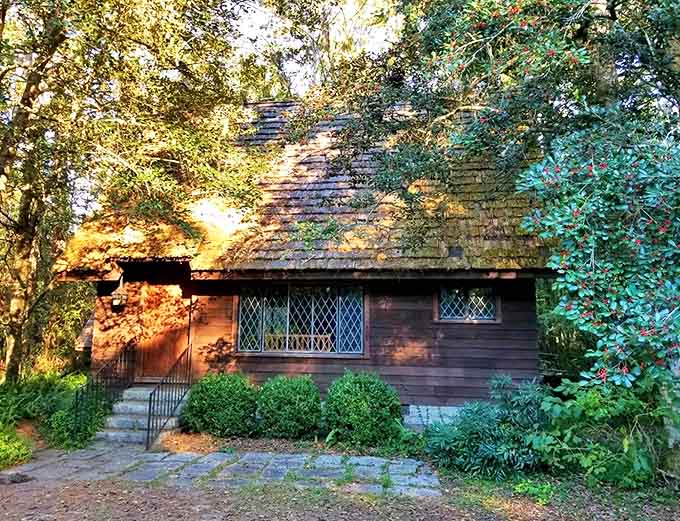 Straight from a storybook: This charming Tudor cottage looks like it should house elves or hobbits rather than a literature professor with extraordinary vision.