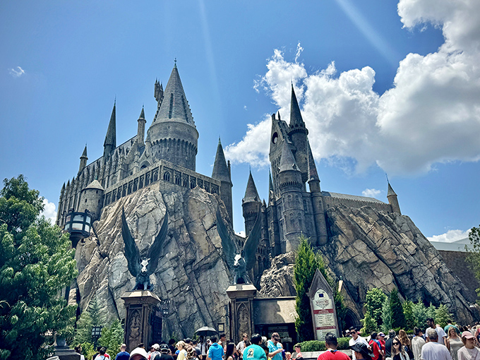 Hogwarts Castle stands majestically against the Florida sky, making even muggles believe in magic for a moment.