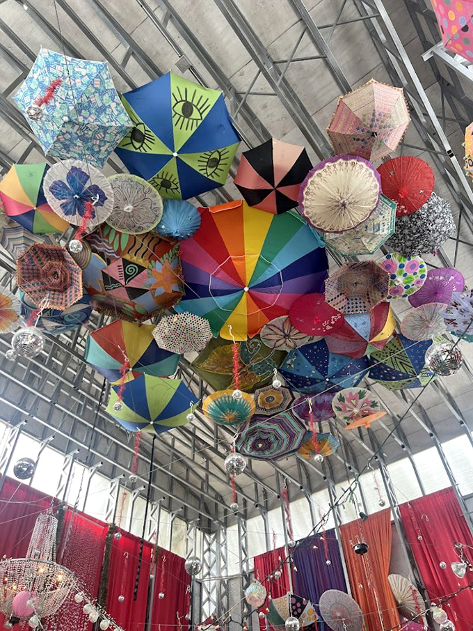 Look up and lose yourself in this kaleidoscopic umbrella installation &ndash; Mary Poppins meets modern art in a ceiling that makes rainy days seem like a distant memory.