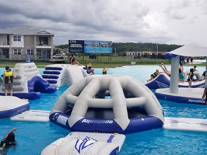 Where dignity takes a backseat to fun as visitors attempt ninja-warrior moves with varying degrees of success.