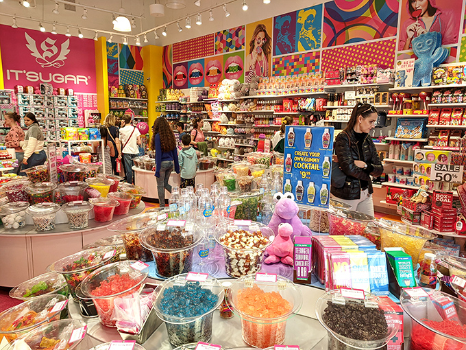 Interior: Step into a technicolor dreamscape where pop art meets pop rocks &ndash; walls explode with vibrant designs that make Warhol look understated.