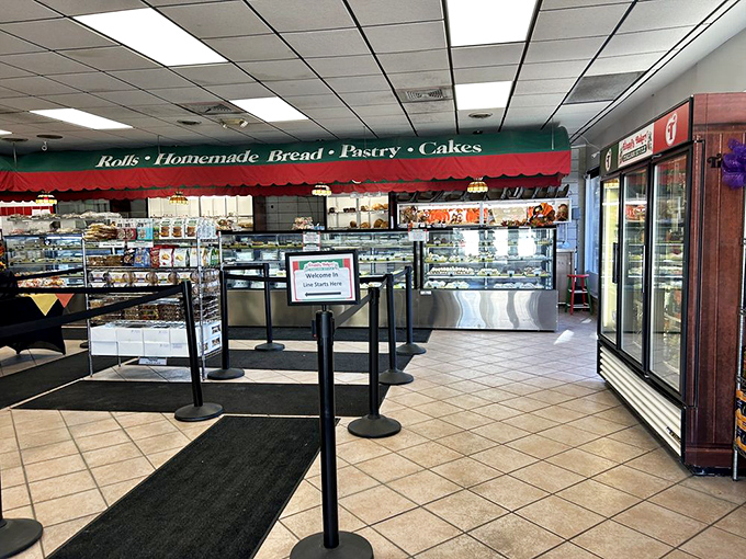 Interior: Step inside where the real magic happens &ndash; no fancy decor needed when the pastries are the true stars.