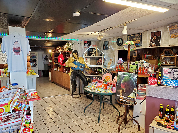 Step inside and enter retail chaos theory &ndash; where Elvis meets alligators, shark teeth neighbor homemade fudge, and nostalgia reigns supreme.