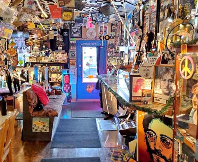 Step inside and be transported to a Beatles wonderland where every inch of wall and ceiling space celebrates the Fab Four's legendary career.