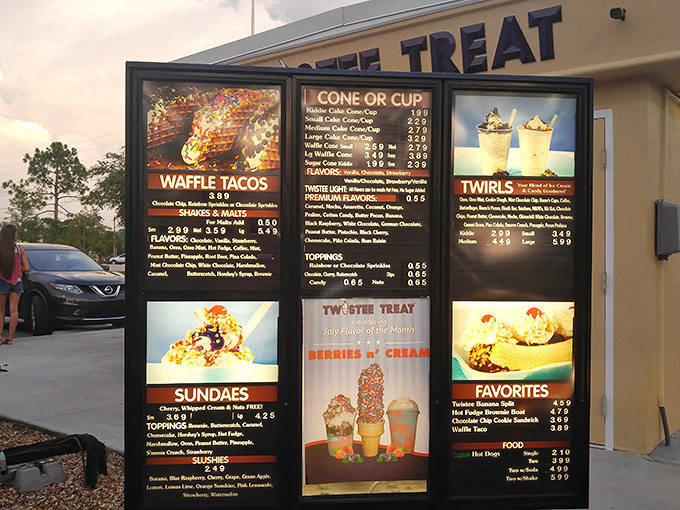 Decision paralysis has never been so delicious &ndash; the menu board showcases a dazzling array of frozen possibilities.