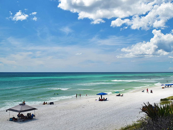 Mother Nature's masterpiece: The Emerald Coast lives up to its name with this stunning gradient of turquoise waters meeting powder-white sand under a perfect Florida sky.
