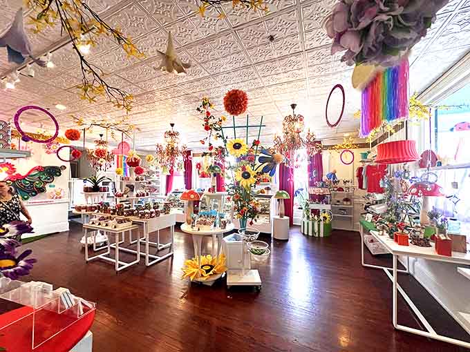 Stepping inside reveals a kaleidoscope of color and confection &ndash; where chandeliers sparkle above displays that would make Willy Wonka himself stop and stare.