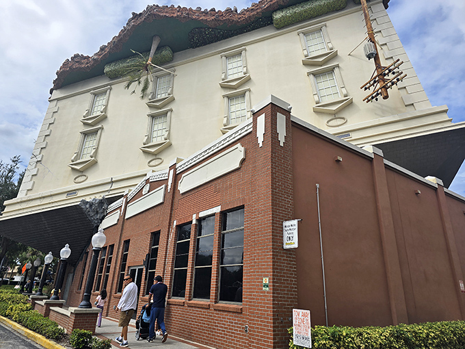 This isn't what happens when architects drink too much coffee &ndash; it's the deliberately upside-down facade that makes passersby stop, stare, and question reality.