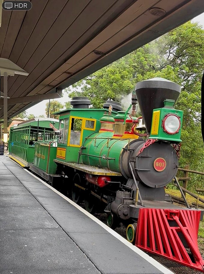 Vintage green train: This emerald beauty might look like it belongs in a storybook, but it's your ticket to real-life wildlife encounters at Busch Gardens.